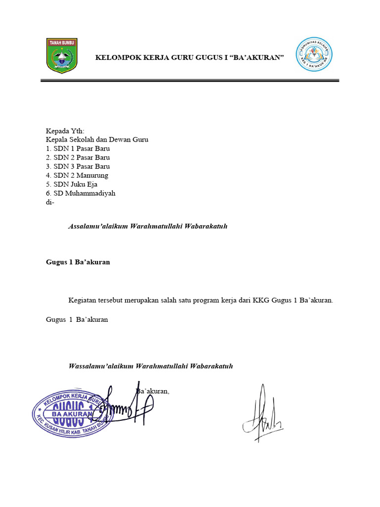 Surat Pemberitahuan Kegiatan Belajar Mengajar Siswa 09 | PDF