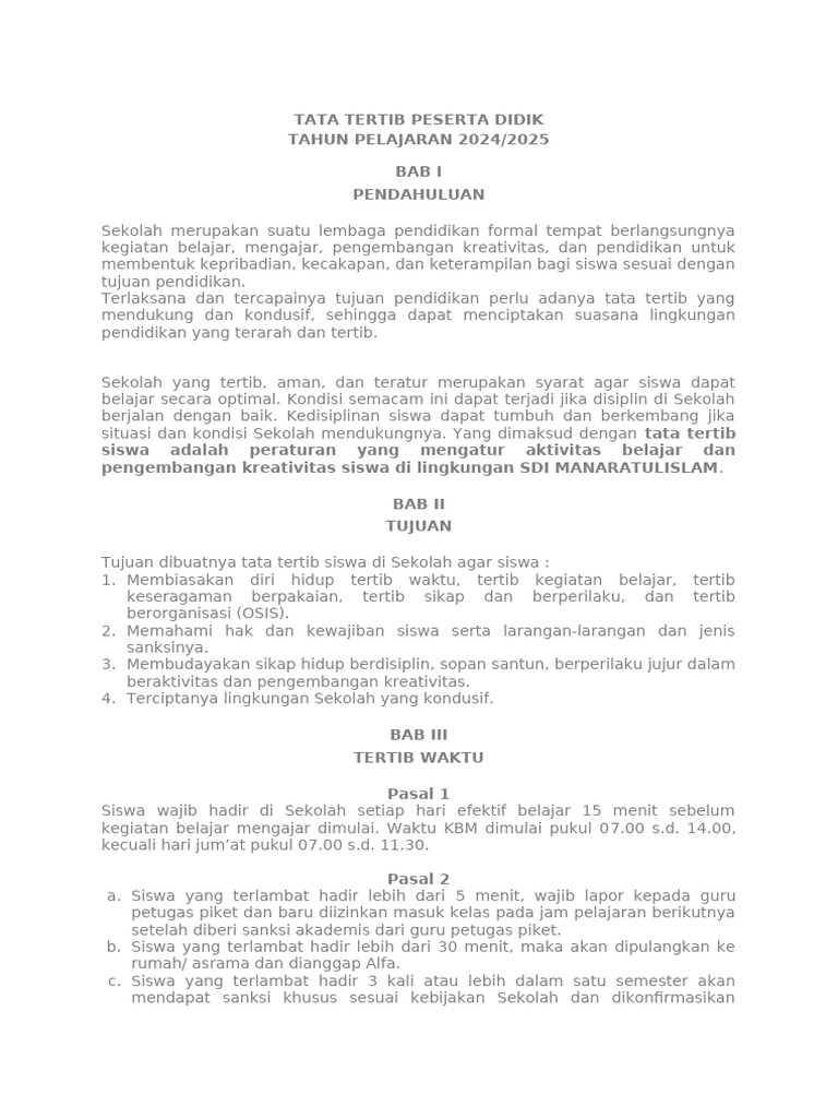 Tata Tertib Peserta Didik | PDF