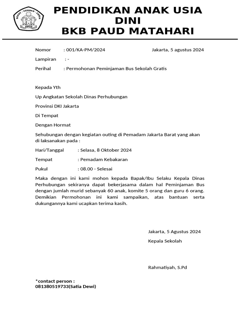 surat peminjaman bus (1) | PDF