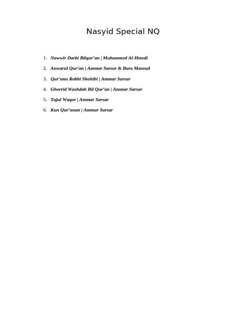 Nasyid Special NQ | PDF