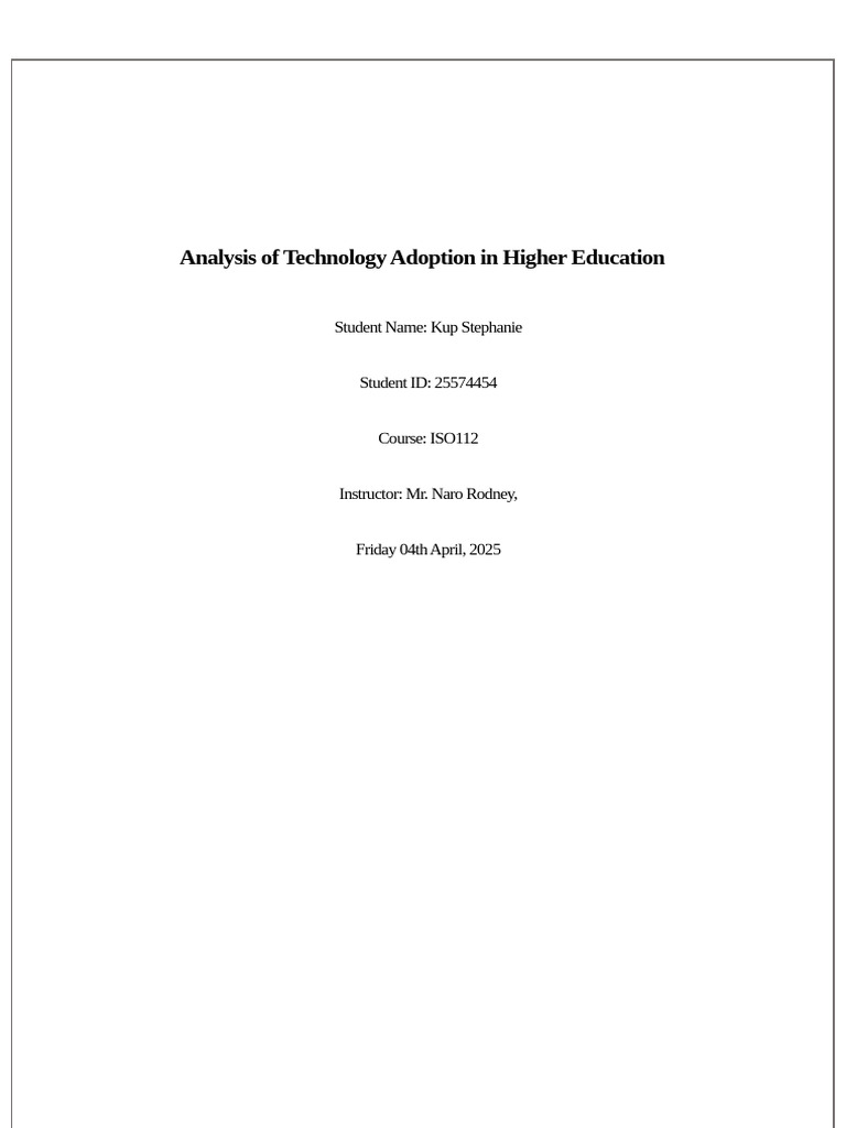 Analysis of Technology Adoption in Higher Education | PDF | Business