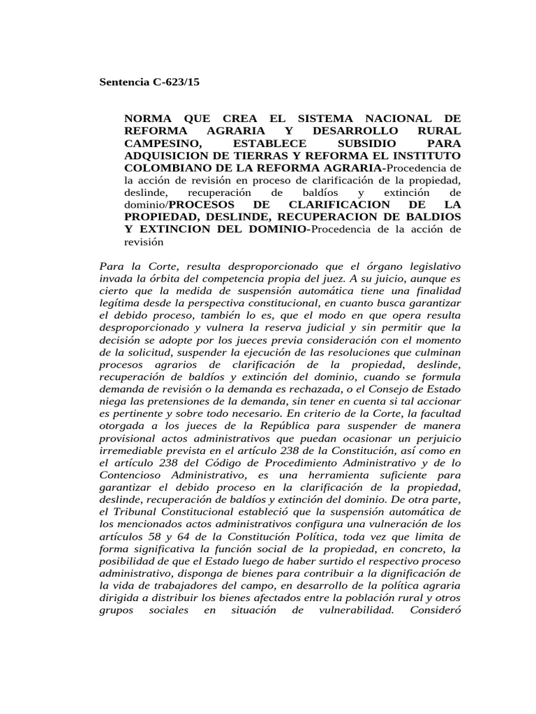 C-623-15 | PDF | Propiedad | Debido al proceso