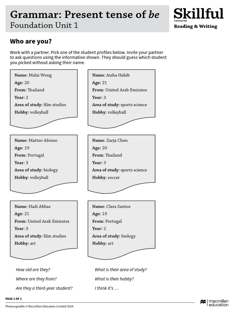 SK3e TRCF RW Grammar WS U1 | PDF