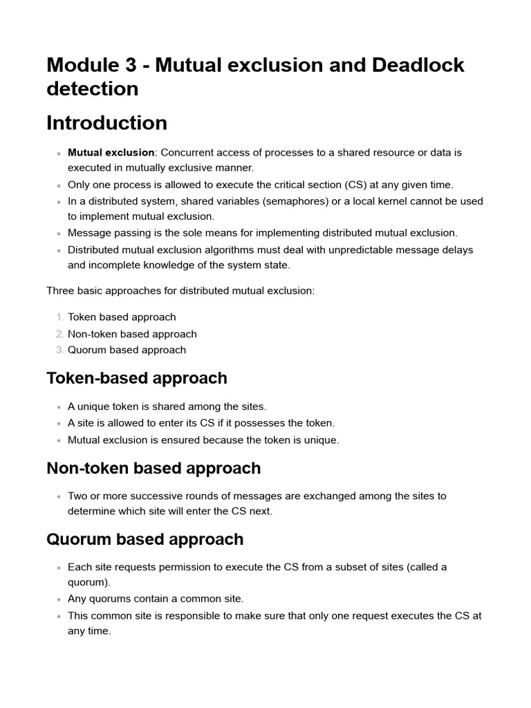 Module 3 - Mutual Exclusion and Deadlock Detection - Sreerag Sanilkumar | PDF | Distributed ...