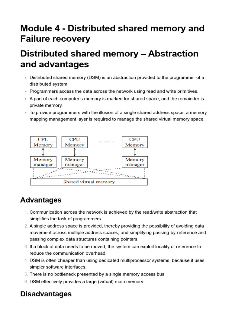 Module 4 - Distributed Shared Memory and Failure Recovery - Sreerag Sanilkumar | PDF ...