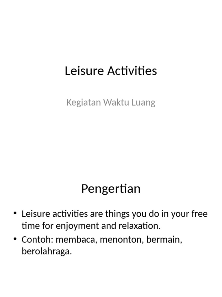 Understanding Leisure Activities | PDF