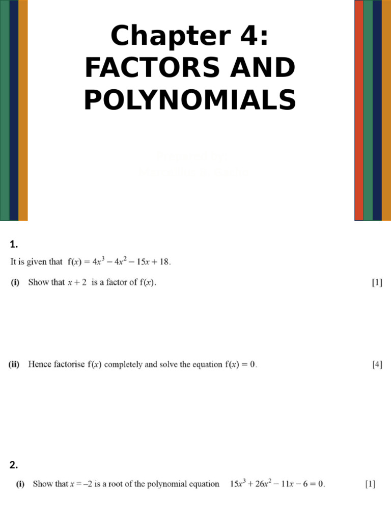 Revision On Chapter 4 (Factors and Polynomials) | PDF