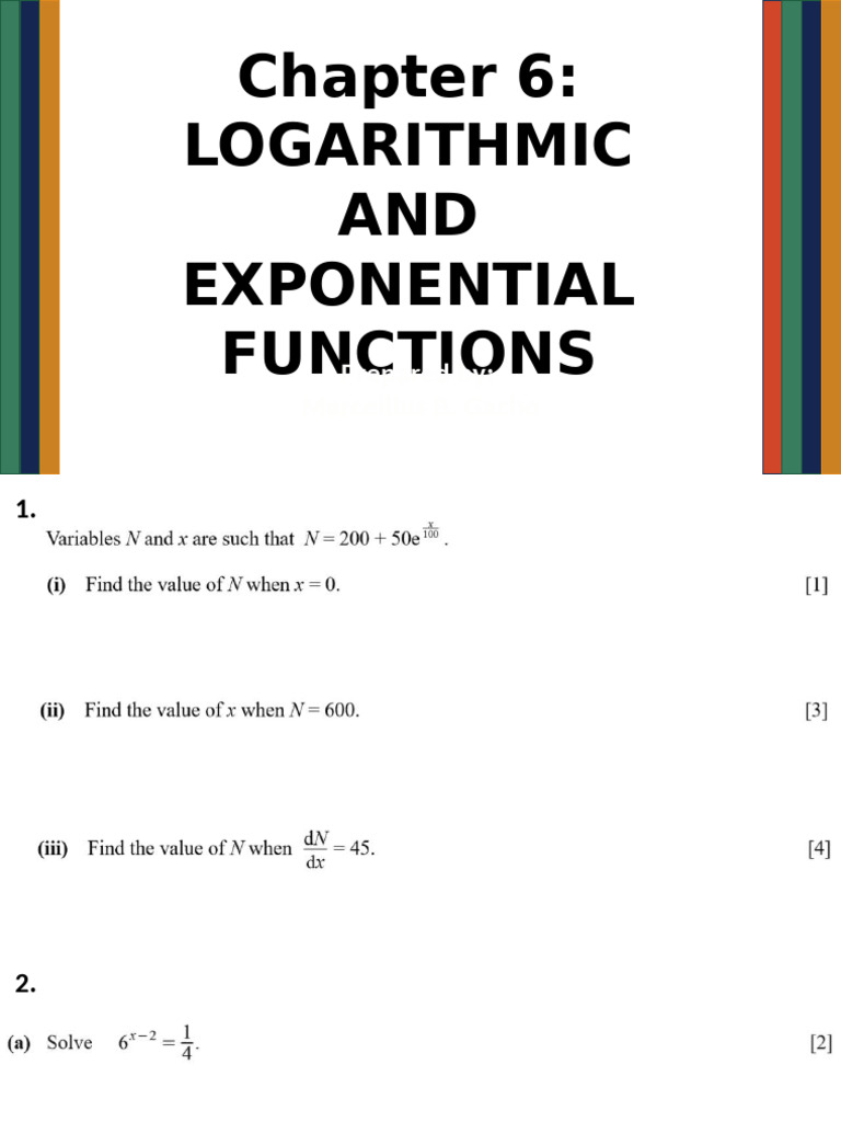 Revision on Chapter 6 (Logarithmic and Exponential Functions) | PDF