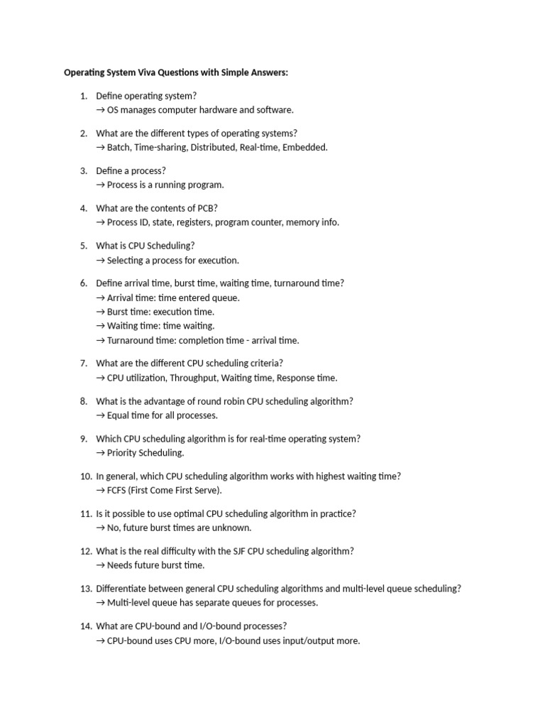 OS Viva New | PDF | Scheduling (Computing) | Process (Computing)