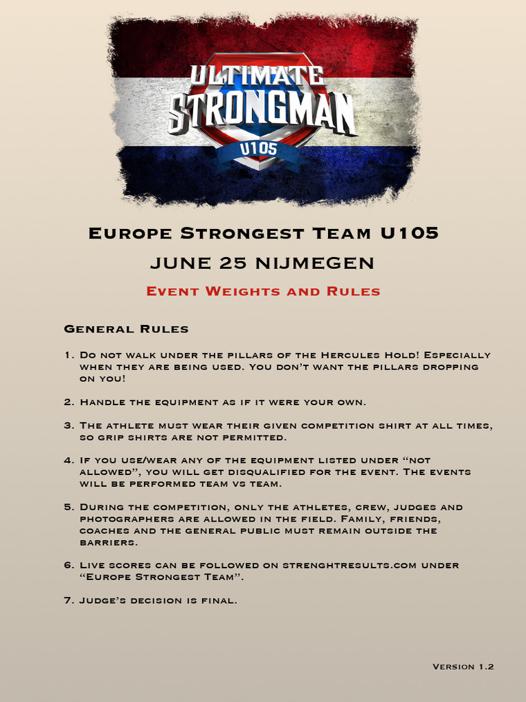 Europe Strongest Team U105 Event Rules | PDF