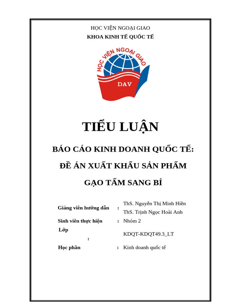 Tiểu luận KDQT | PDF