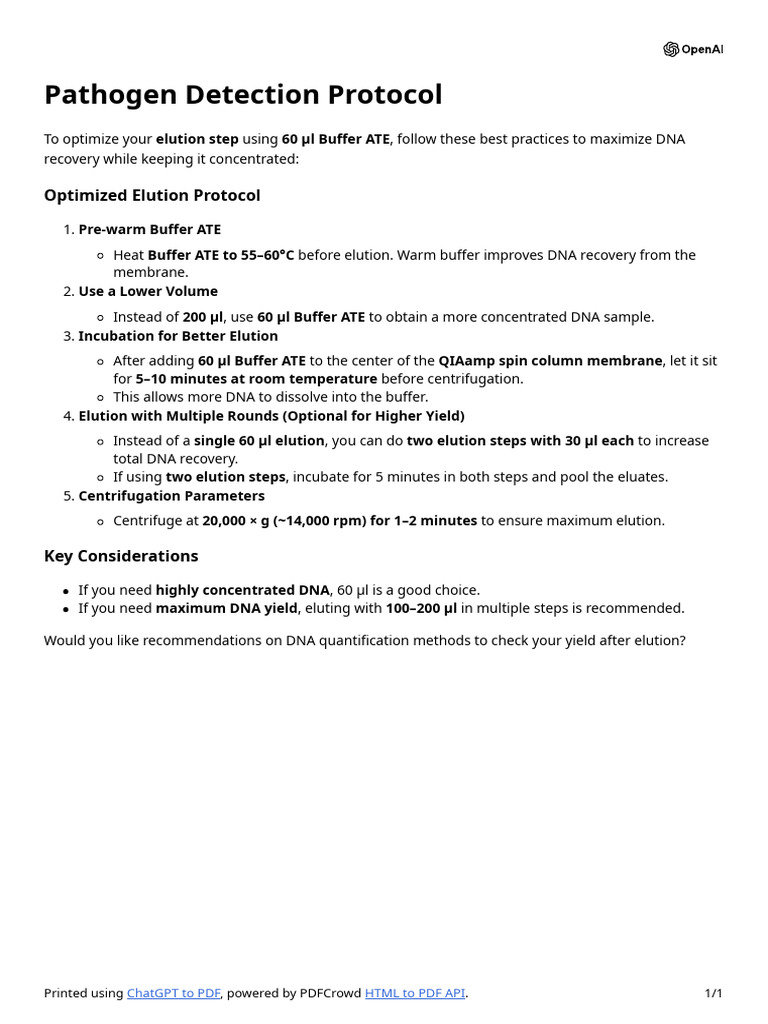 Pathogen Detection Protocol | PDF