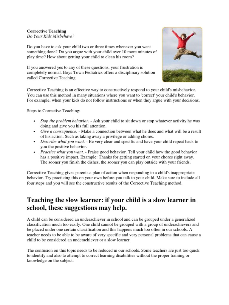 Corrective Teaching | PDF | Learning Disability | Tutor