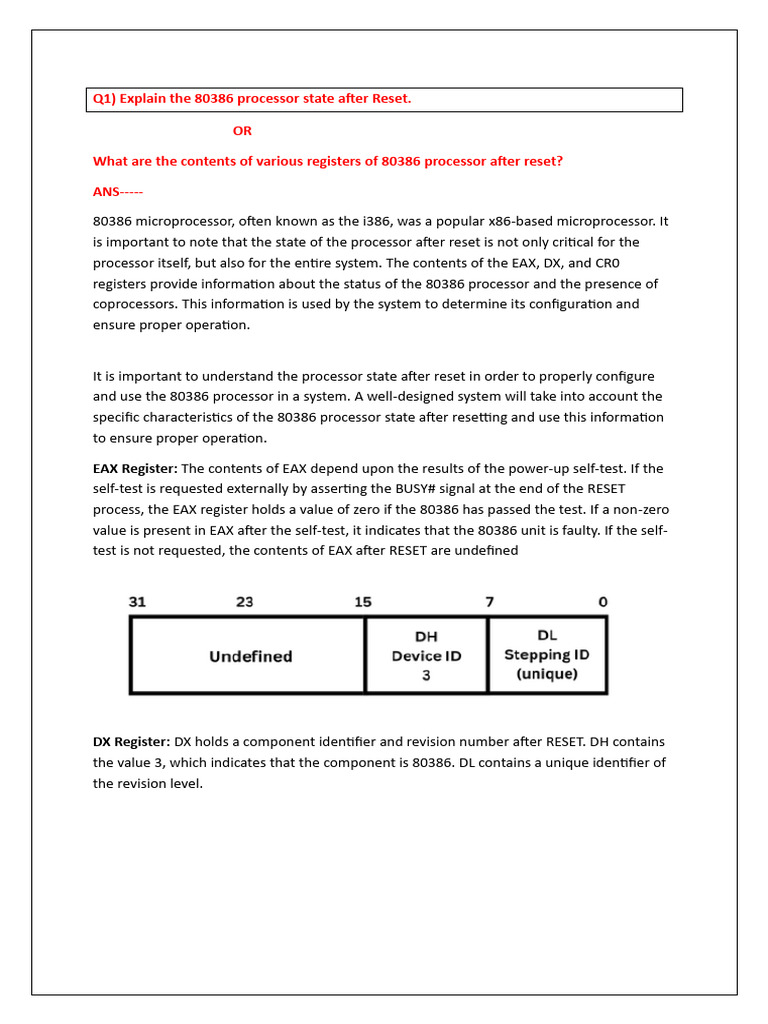 80386 Processor State After Reset | PDF | Central Processing Unit | Input/Output