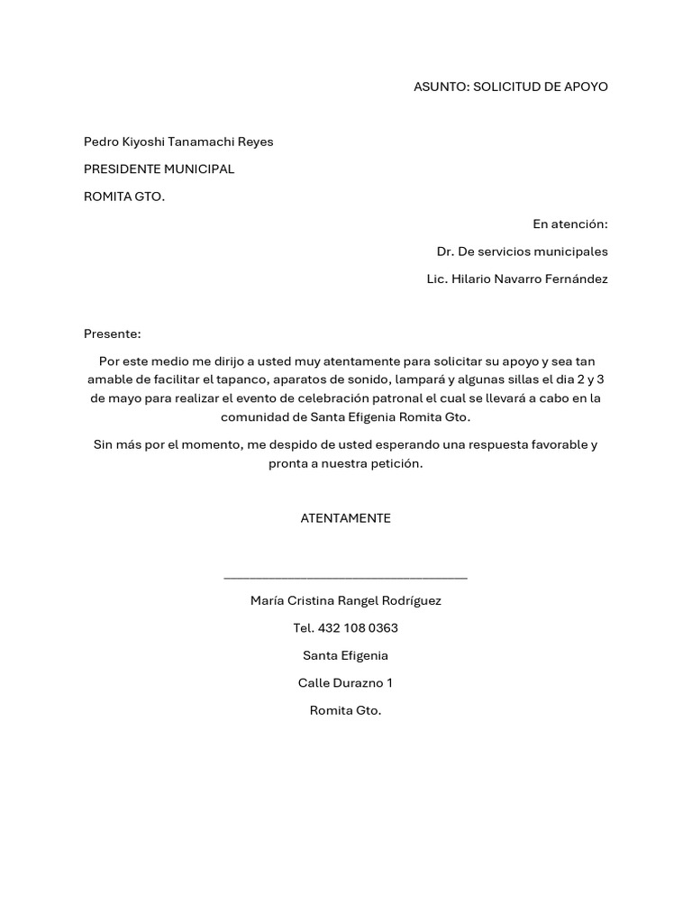 Solicitud de Apoyo para Evento Patronal | PDF