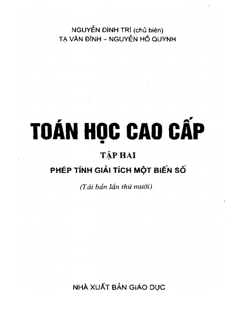 (TailieuVNU - Com) Giao Trinh Toan Cao Cap Tap 2 | PDF