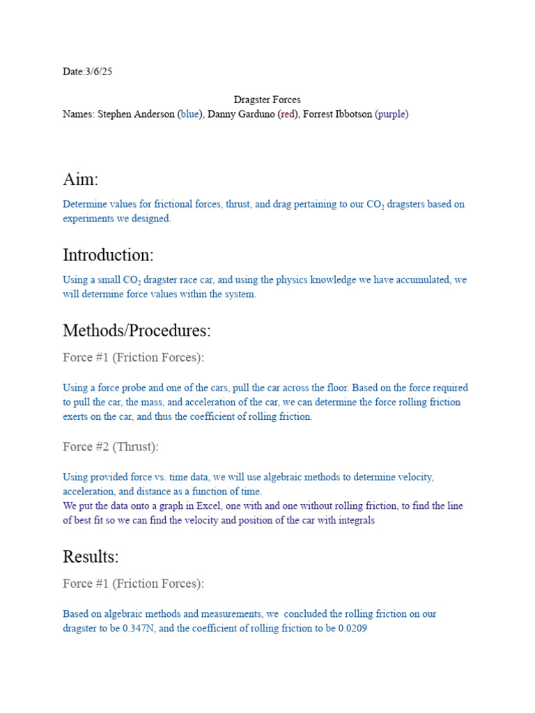 Lab Report 6 Dragster Forces | PDF | Force | Friction