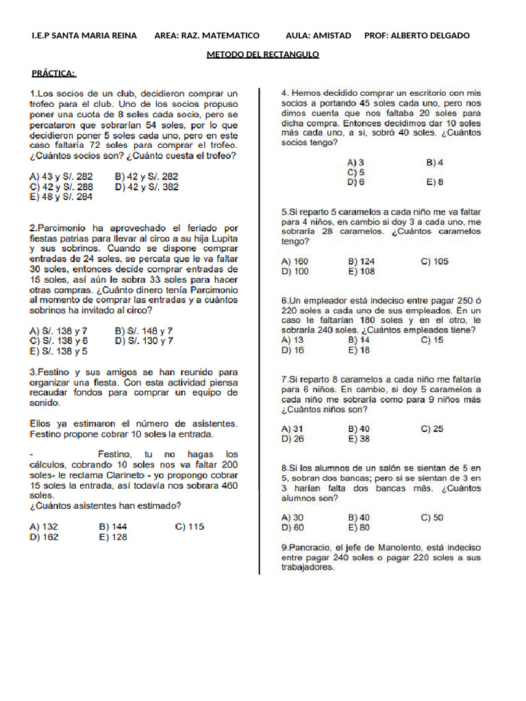 Método del Rectángulo en Matemáticas | PDF