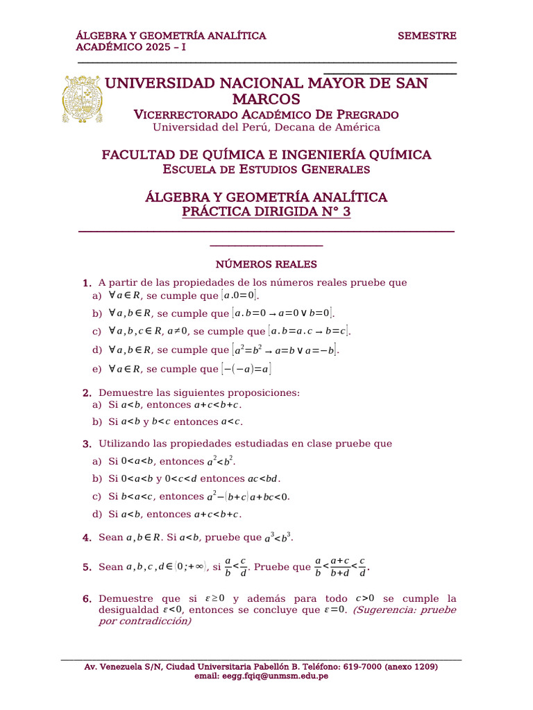 Práctica Dirigida 3. Números Reales | PDF | Ecuaciones | Matemáticas