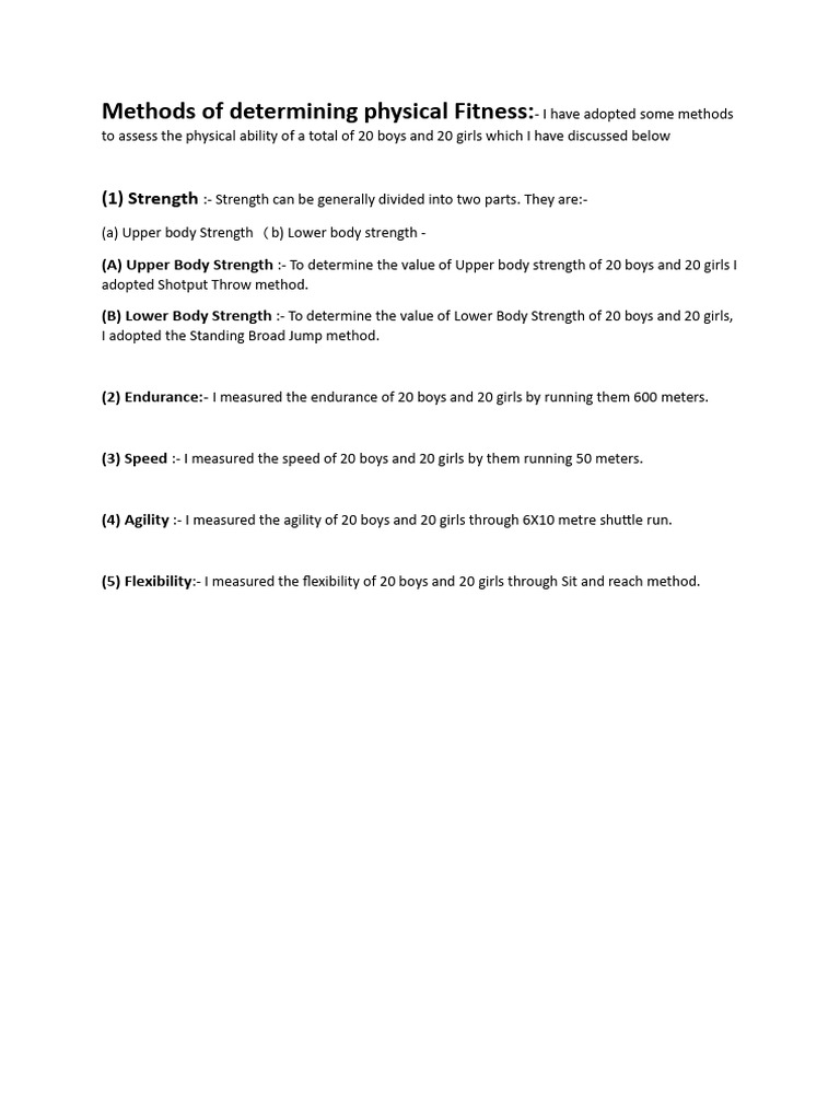 Methods of Determining Physical Fitness | PDF