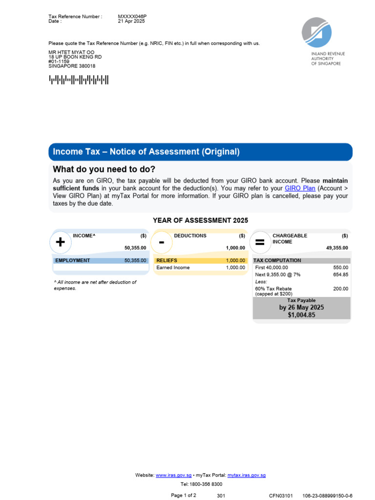 Income Tax Notice of Assessment 2025 | PDF | Taxes | Tax Deduction