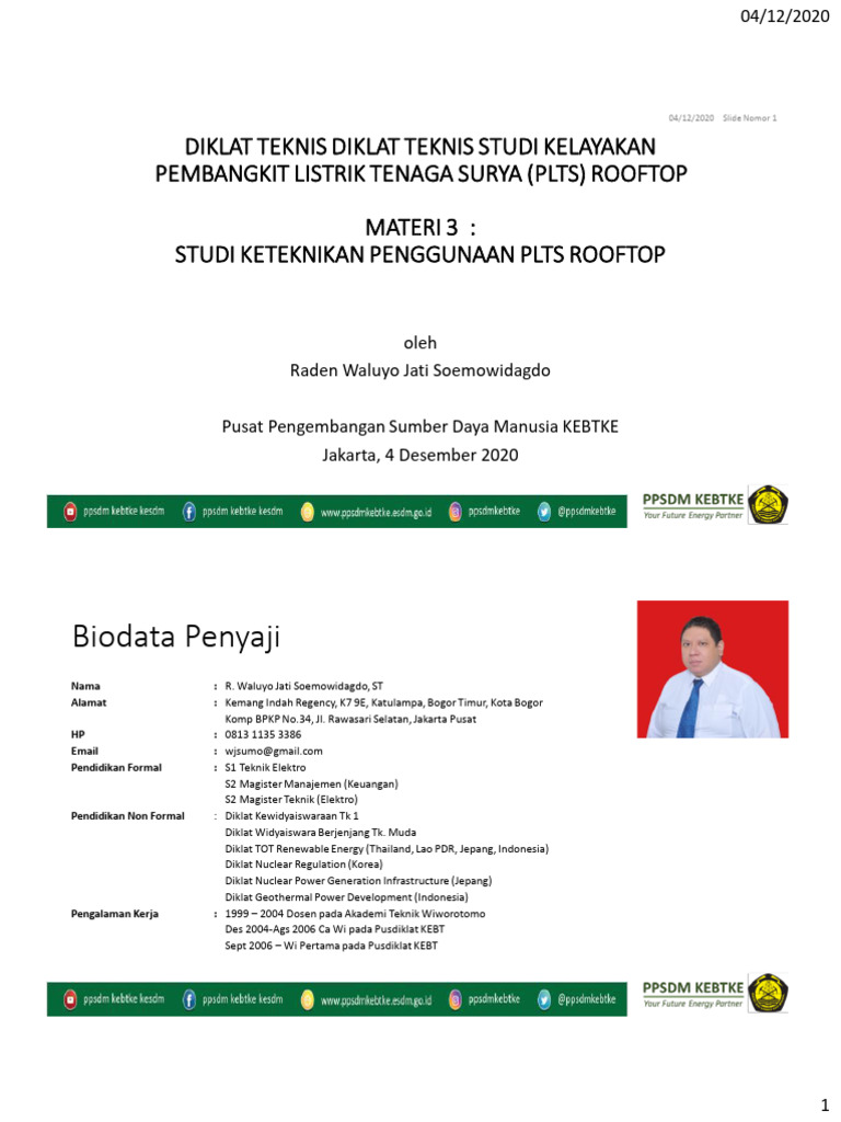 Materi 3 - Studi Keteknikan Penggunaan PLTS Rooftop | PDF