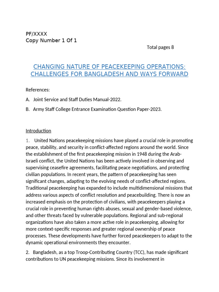 Bangladesh's Evolving Peacekeeping Role | PDF | Peacekeeping ...