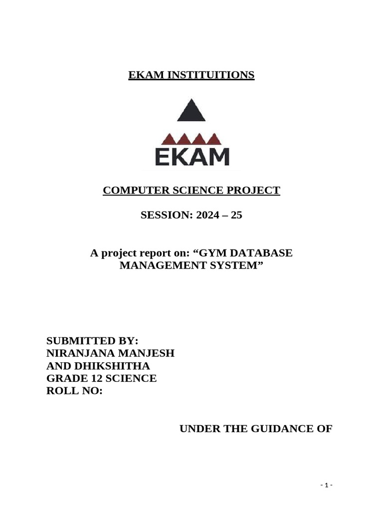 G12 - Dhikshitha and Niranjana-ACK Project | PDF