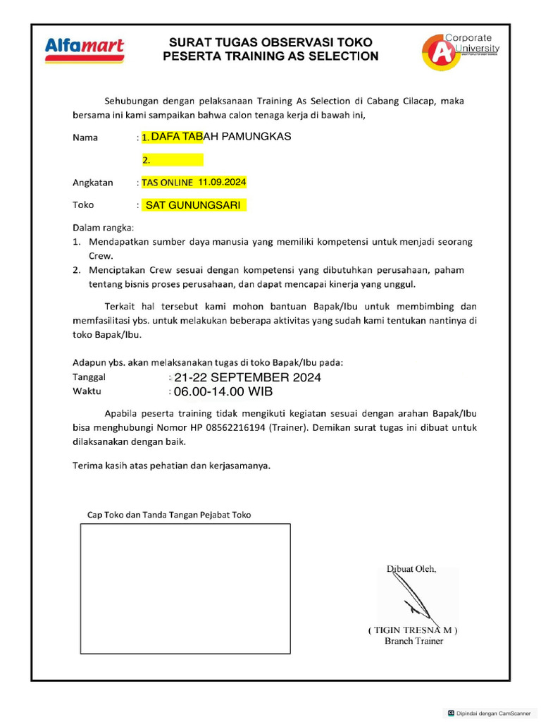 Surat Tugas (1) Dafa Tabah Pamungkas | PDF