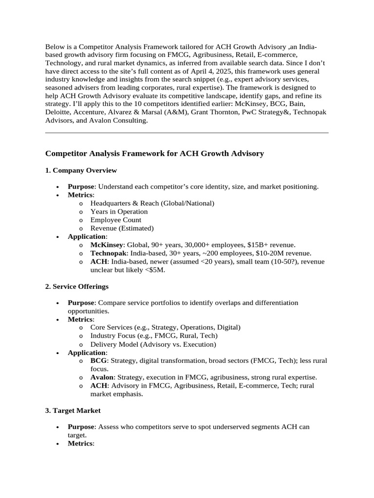 Competitor Analysis Framework | PDF | Business