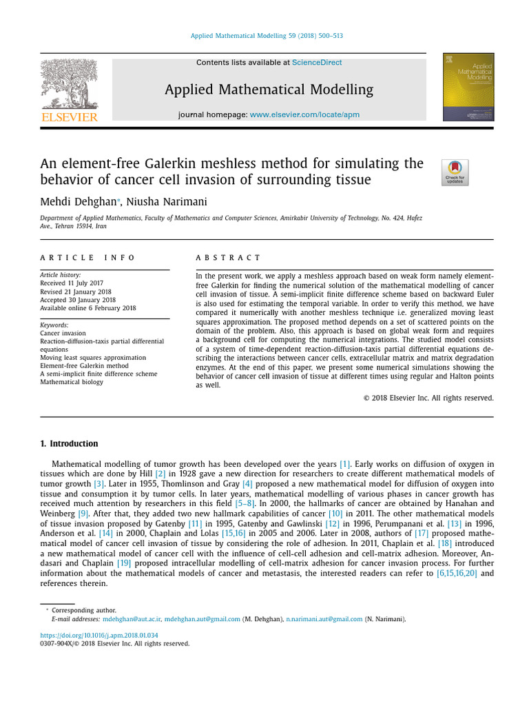 An element-free Galerkin meshless method for simulating the behavior of cancer cell invasion of ...
