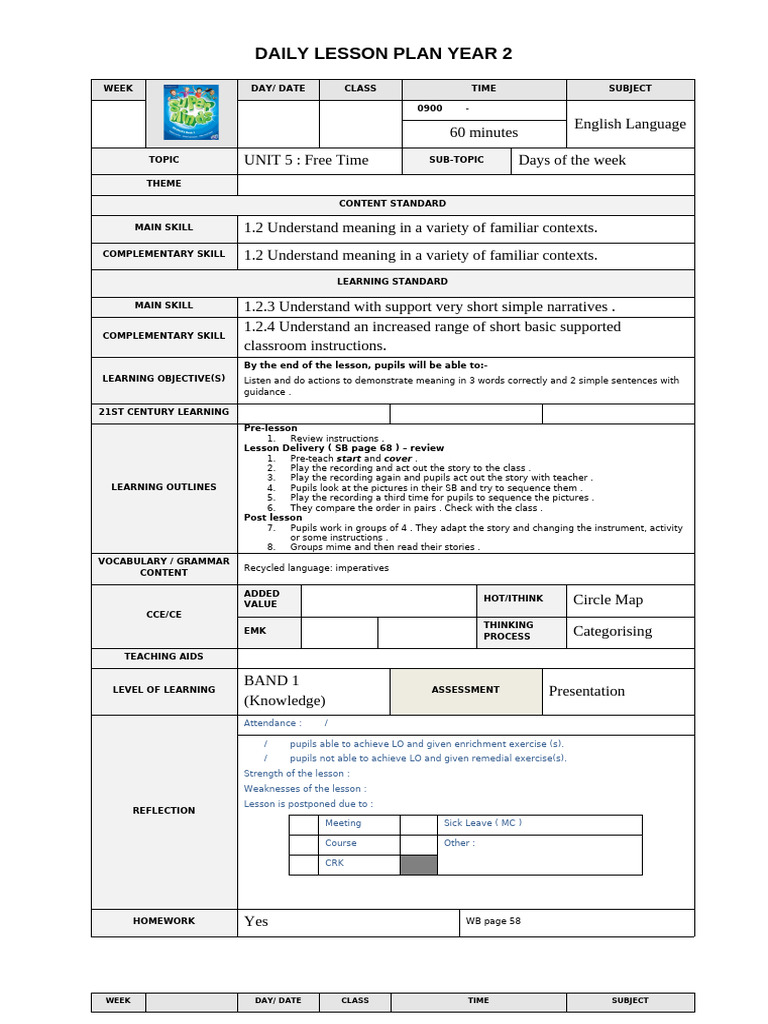 Week 6 - Unit 5 Free Tiime | PDF | Lesson Plan | Learning