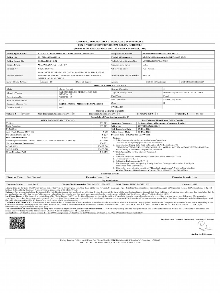 Maruti Suzuki Insurance P | PDF