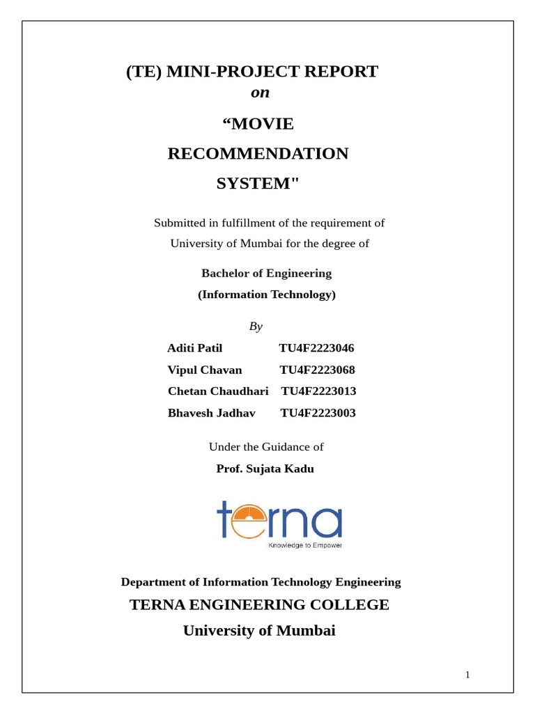 Movie Recommendation System Report | PDF | Computing | Information Technology