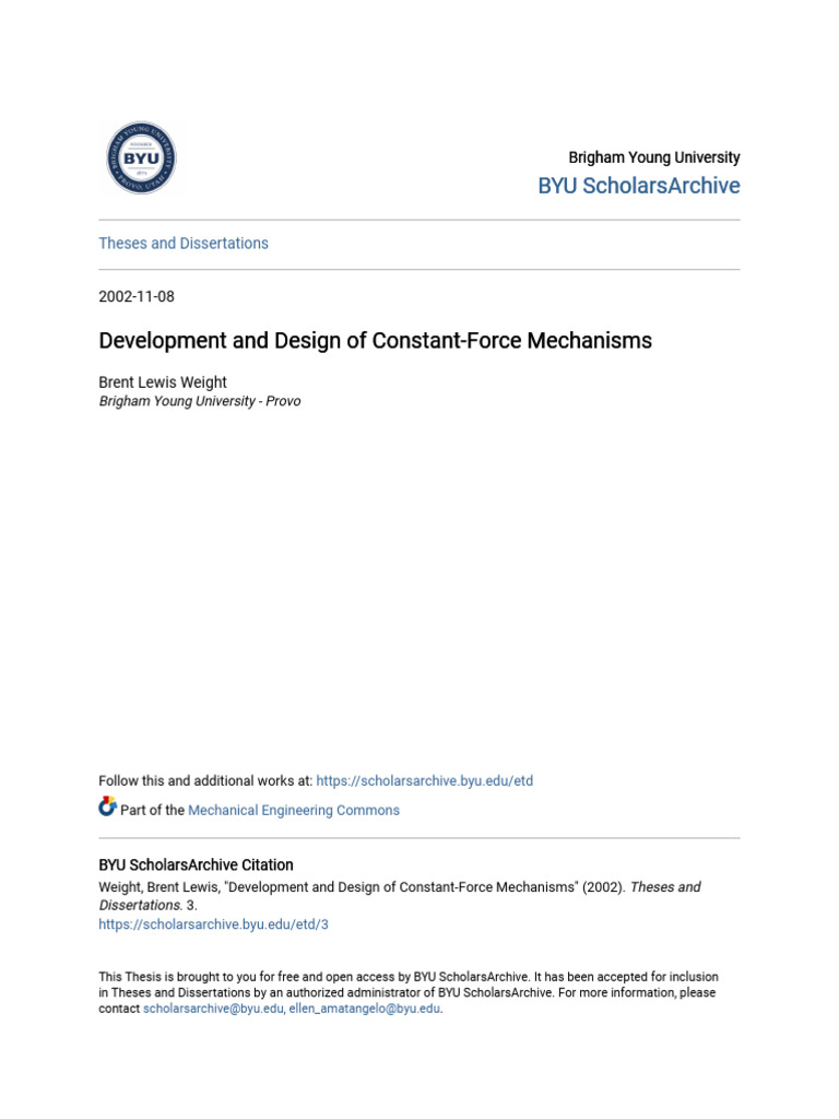 Development and Design of Constant-Force Mechanisms | PDF | Thesis ...