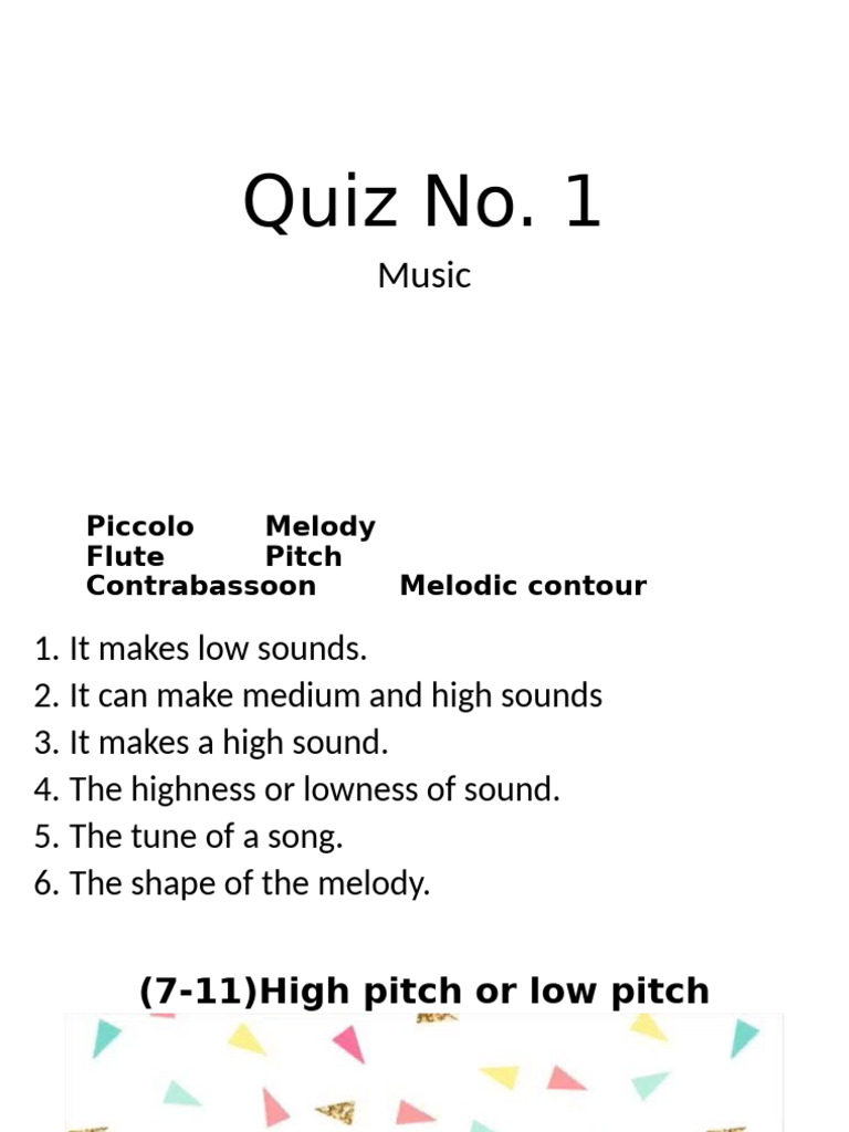 Music Quiz: Melody and Pitch Concepts | PDF