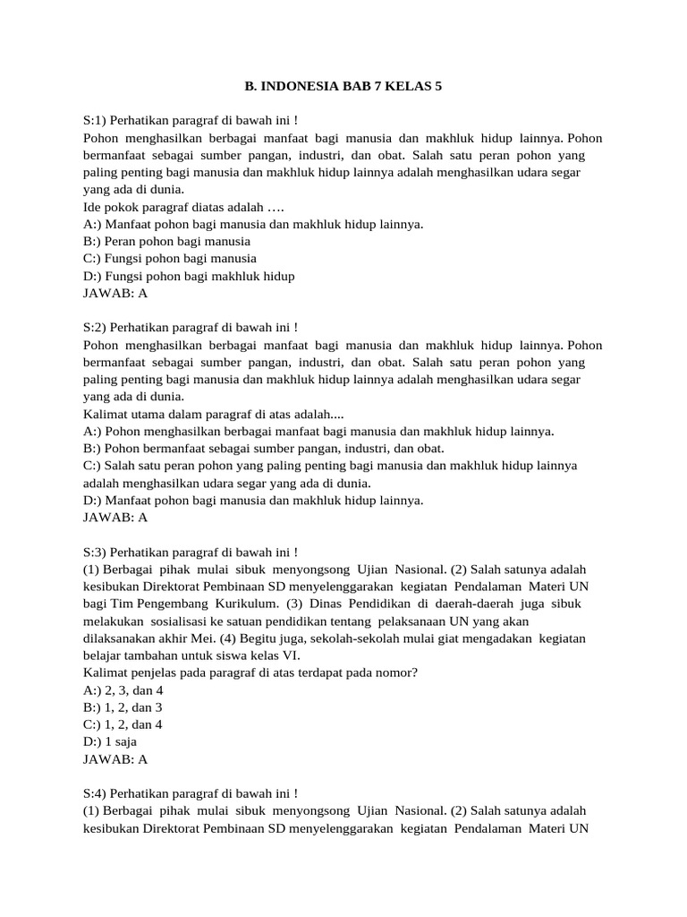 Soal Bindo Bab 7 | PDF