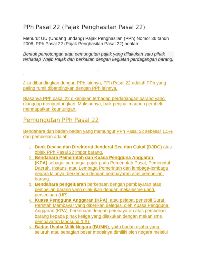 PPH Pasal 22 | PDF