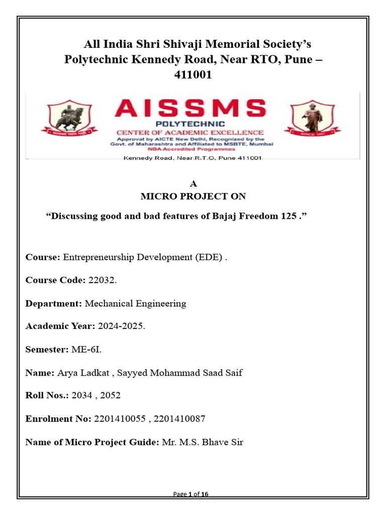2034&2052 Microproject EDE Final | PDF | Hybrid Vehicle | Motorcycle