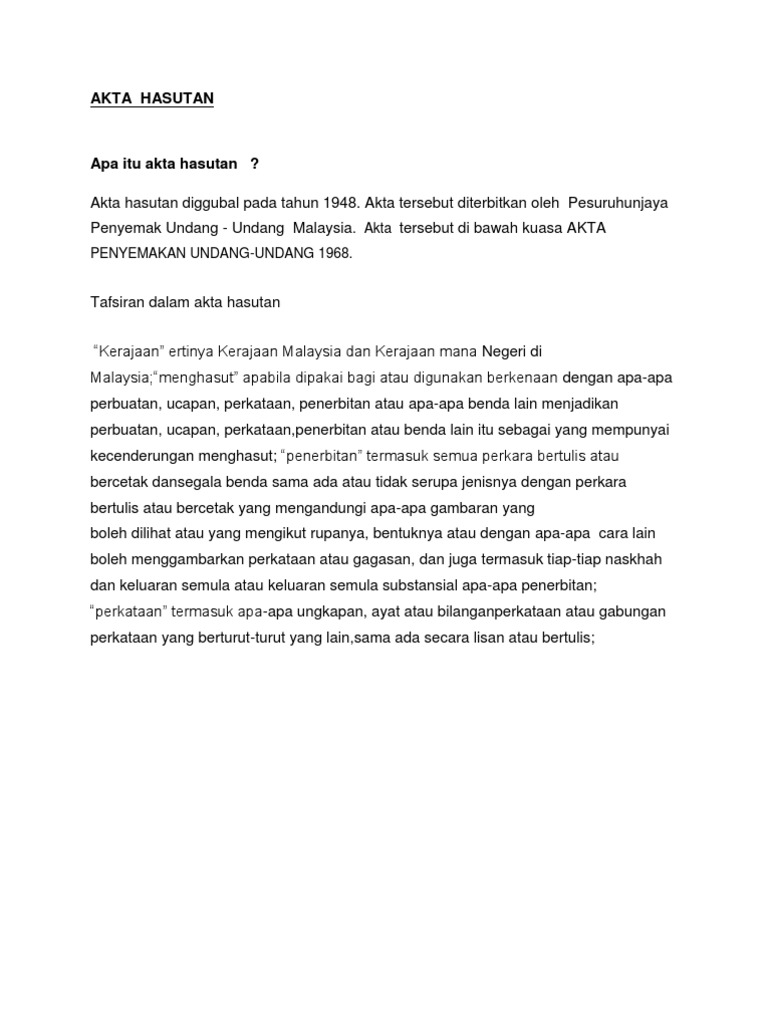 Akta Hasutan | PDF