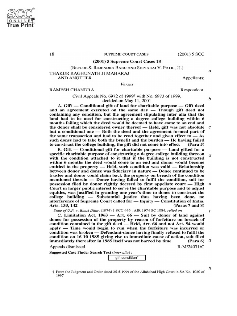 TP 2001 5 SCC 18 21 Prabhakaranadvocate Gmailcom 20250408 123018 1 4 | PDF