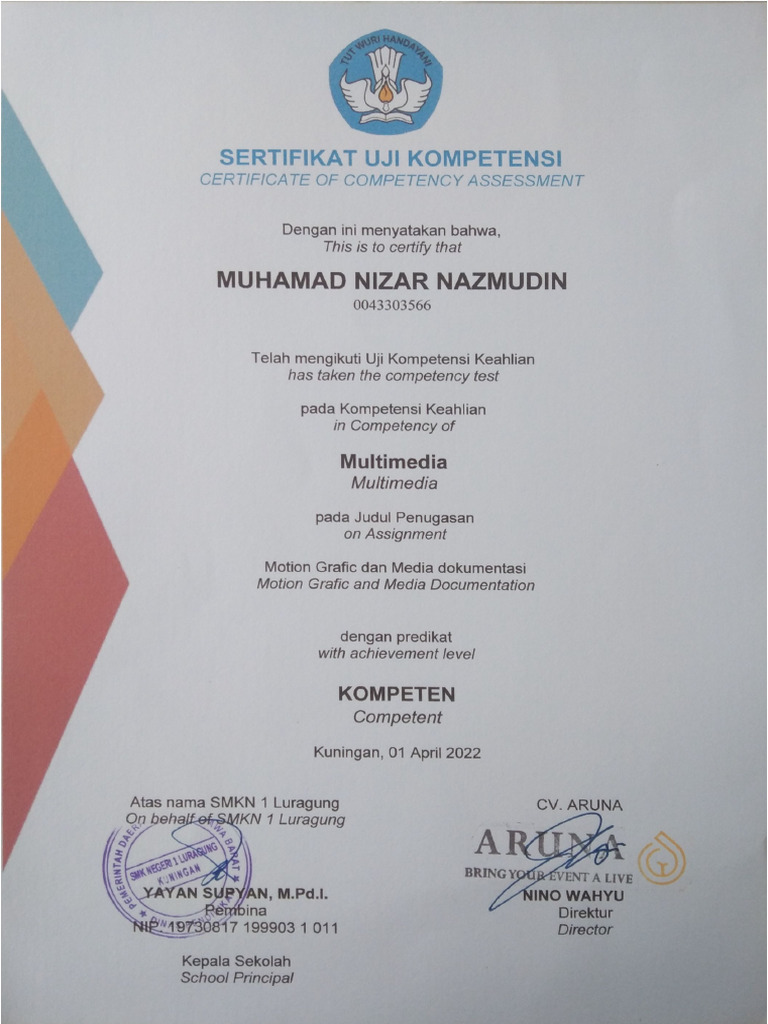 Sertifikat Kompetensi Keahlian | PDF