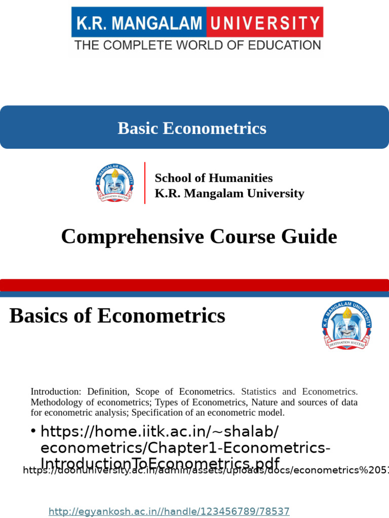 Basics Of Econometrics Pdf Econometrics Statistics