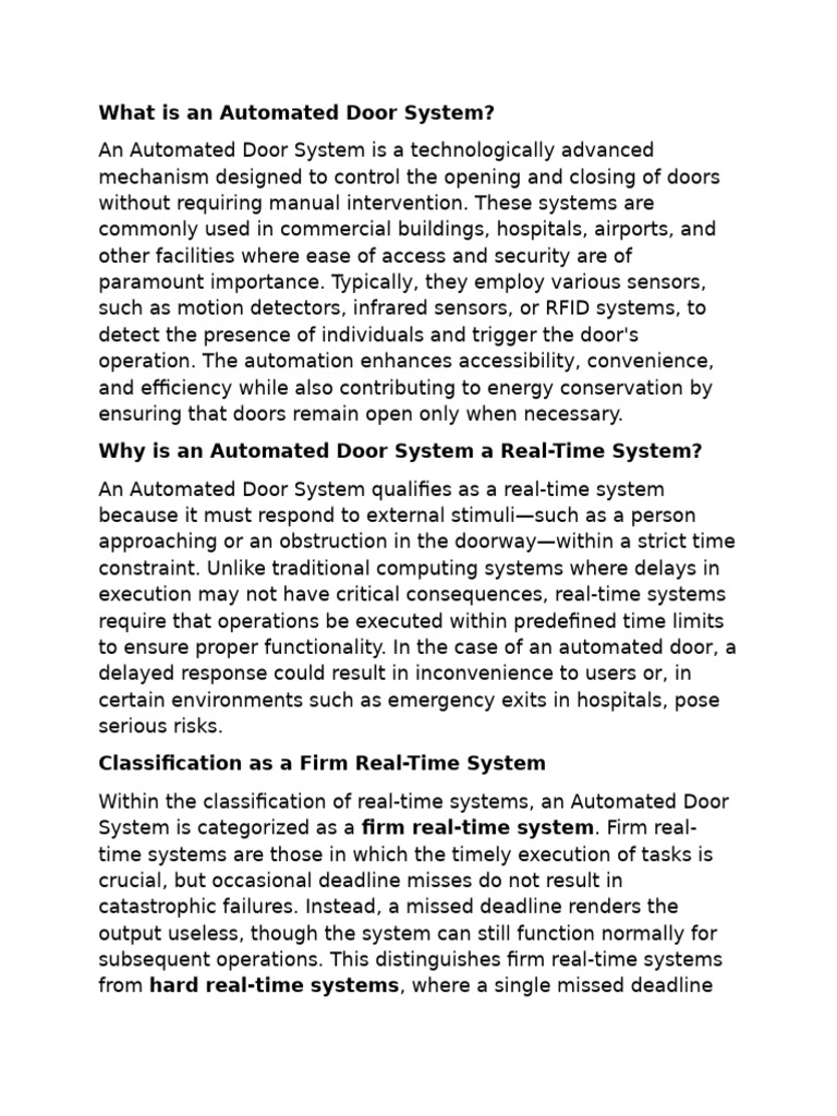 Understanding Automated Door Systems | PDF | Real Time Computing | Door