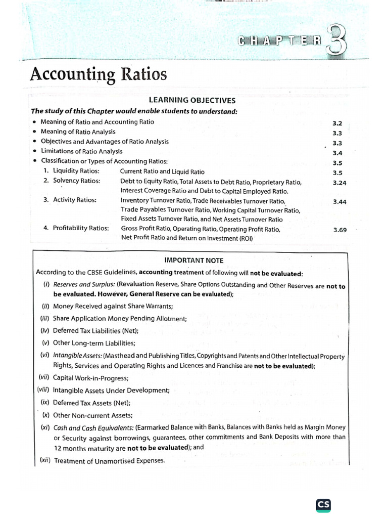 Accounting Ratios Class - 12 (Ts Grewal) | PDF