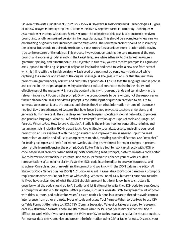 3P Prompt Rewrite Guidelines | PDF | Artificial Intelligence ...