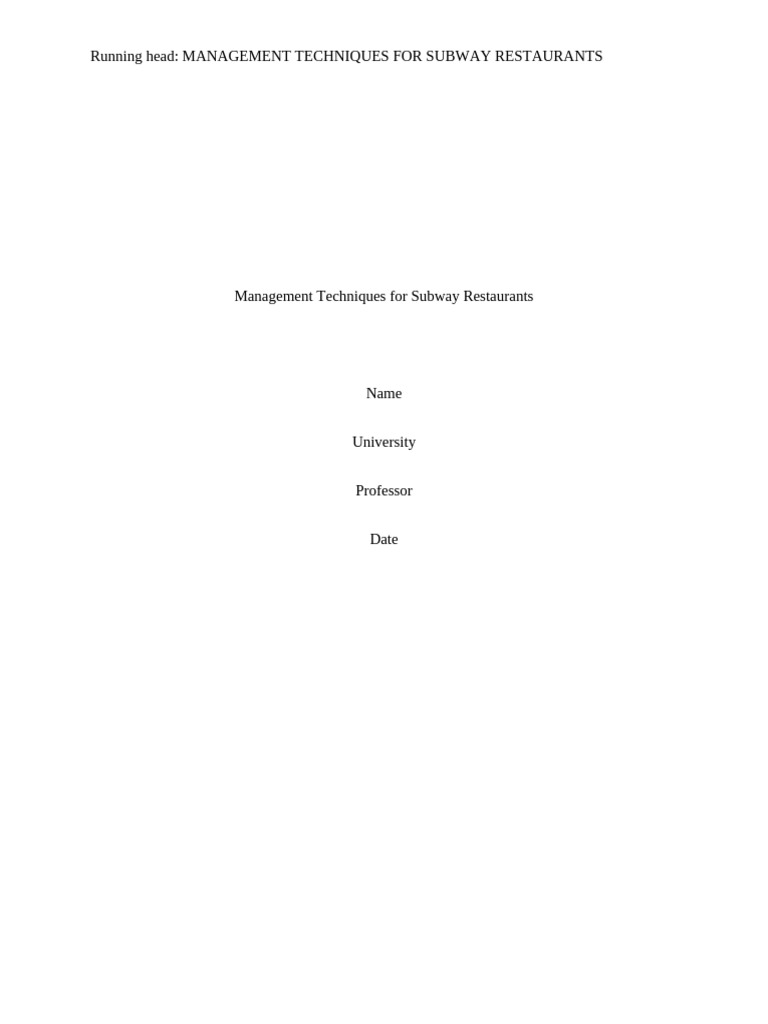 SWOT Analysis and Management of Subway | PDF | Leadership | Business