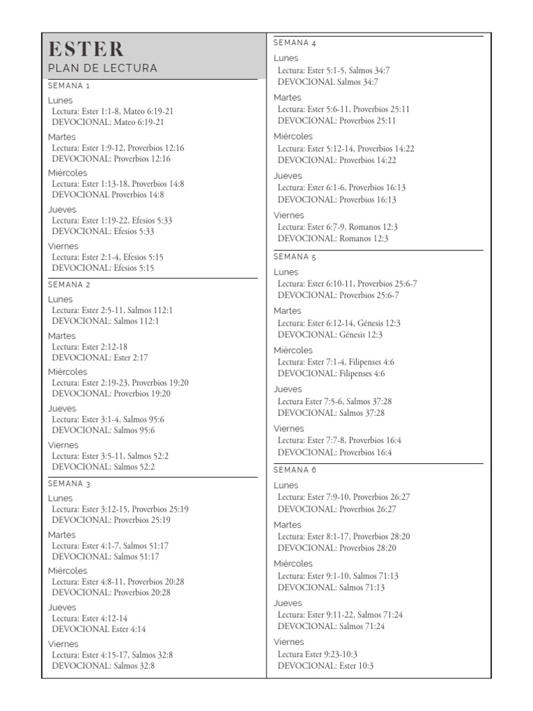 Esther-Spanish-ReadingPlan | PDF