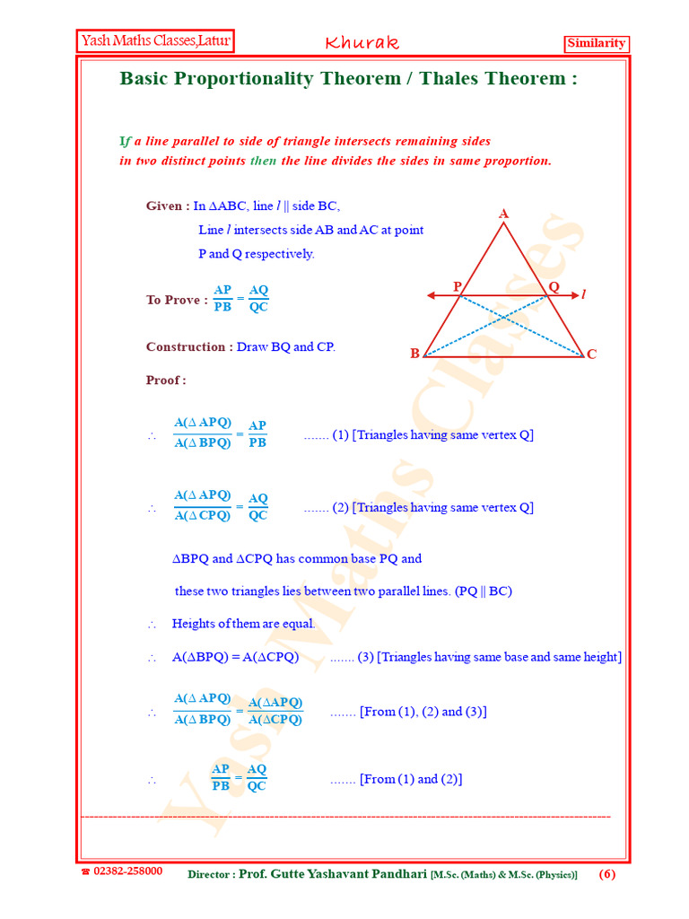 Bacic Proportionality Theorem - 2025-26 | PDF | Triangle | Euclidean Geometry