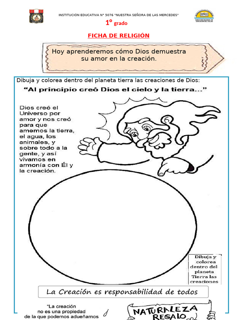 Ficha Religión Creación de Dios | PDF